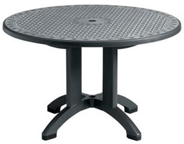 Round folding table with umbrella hole store