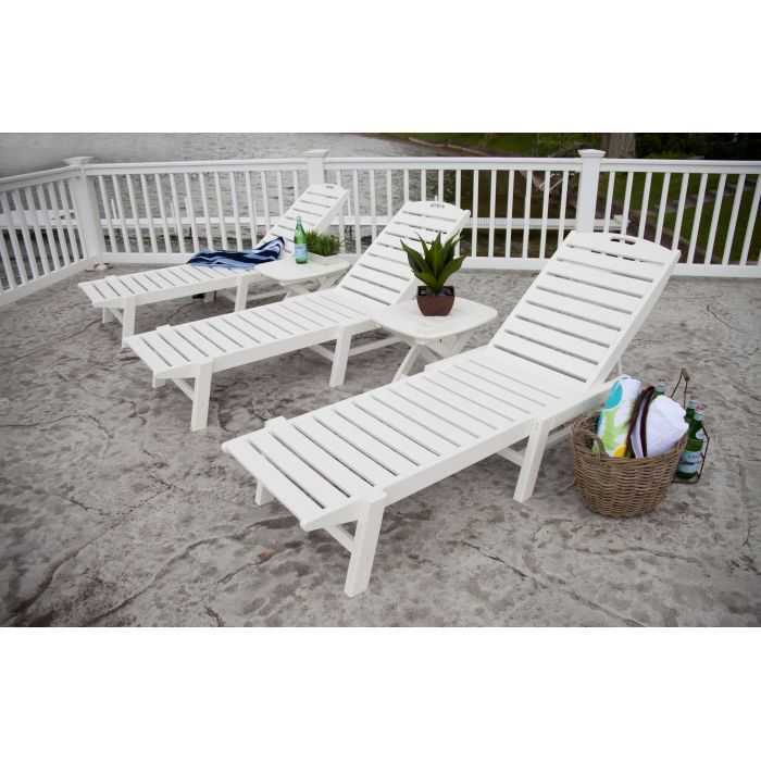 Armless Chaise Lounge Recycled Plastic Polywood Nautical - Pool ...