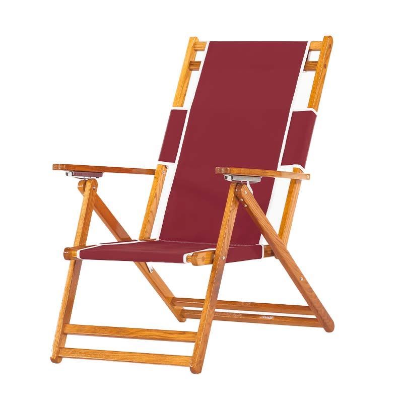 Oak Wood Beach Chair, 9 oz. Marine Grade Fabric, 25 lbs. - Pool ...