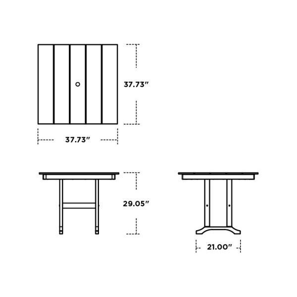 Farmhouse Dining Table 37" Square Recycled Plastic Polywood - Pool ...