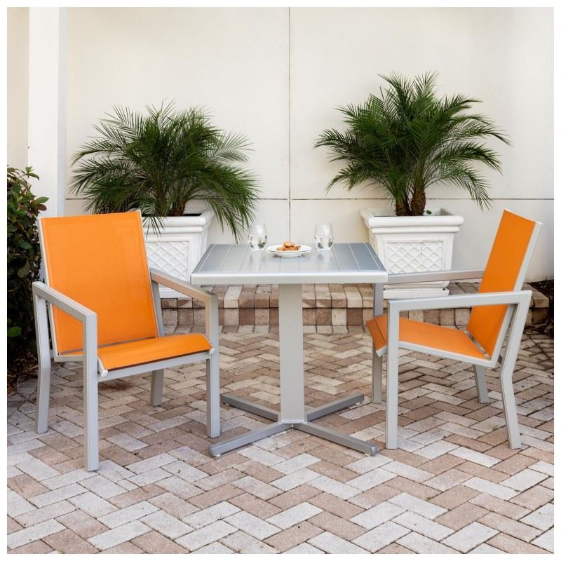 Square 30 Inch Dining Table Powder-Coated Aluminum Frame - Pool ...