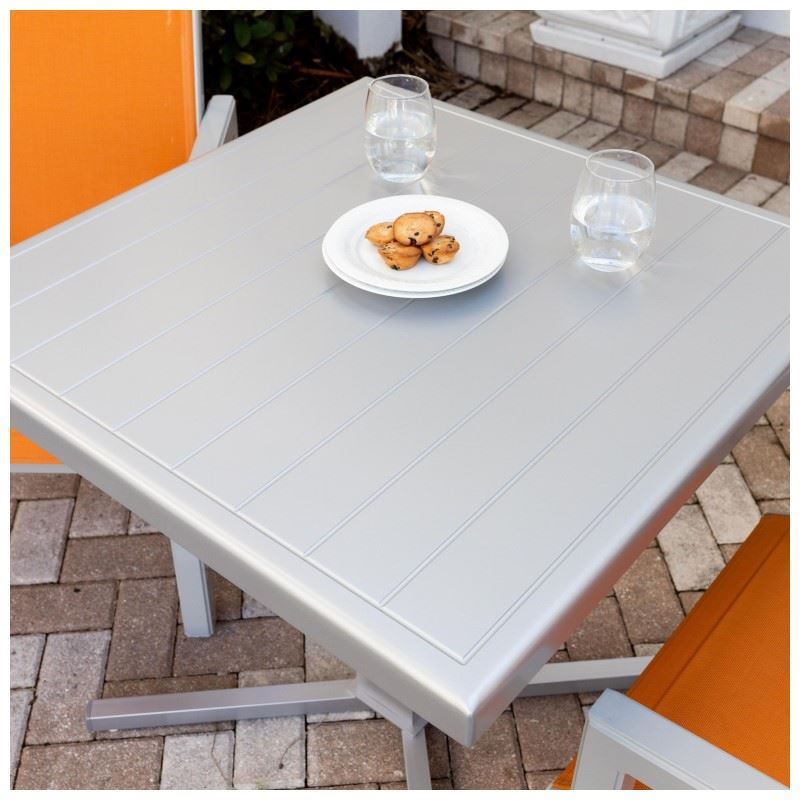 Square 30 Inch Dining Table Powder-Coated Aluminum Frame - Pool ...