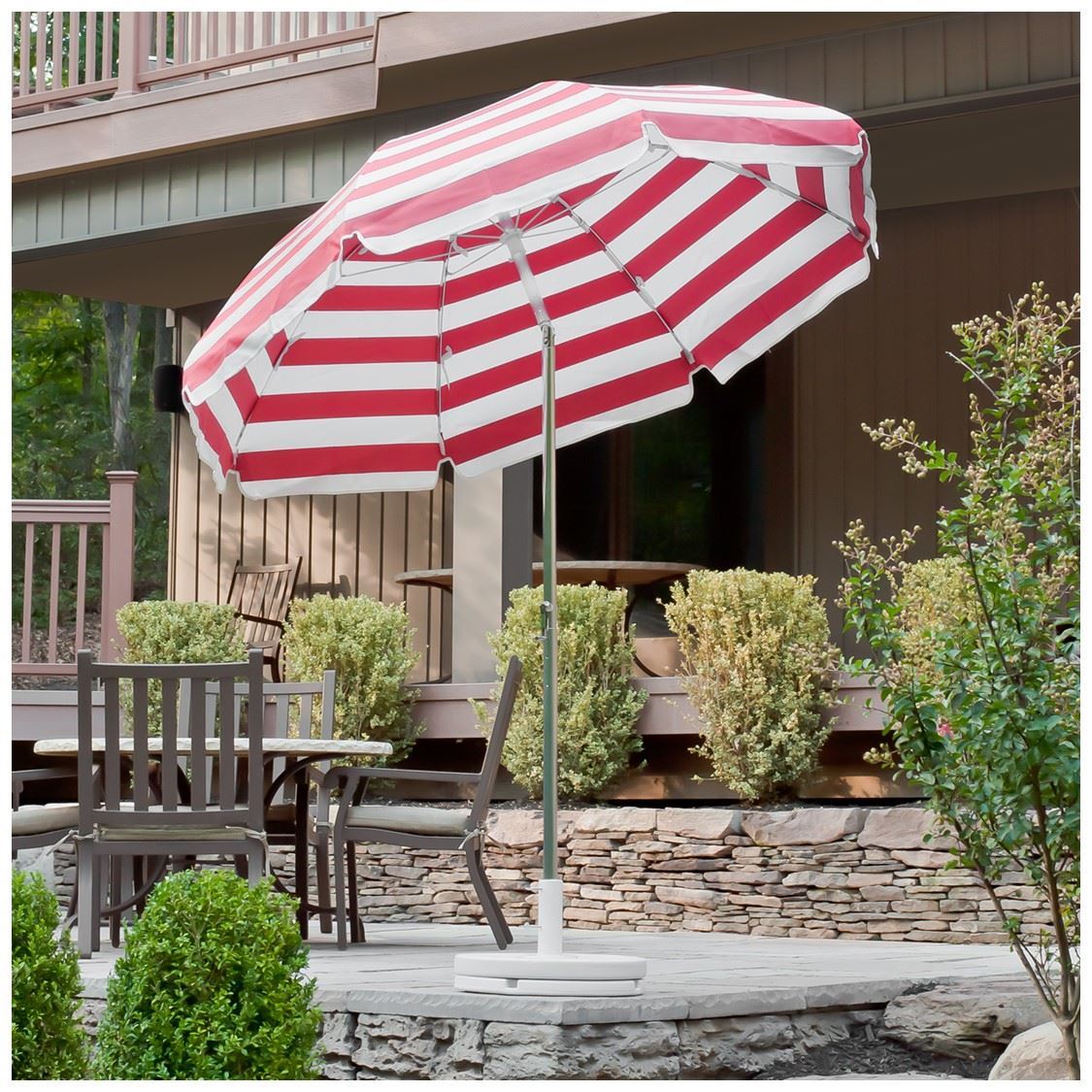 Laurel 7.5 Foot Steel Rib Patio Umbrella With Valance And Button Tilt ...