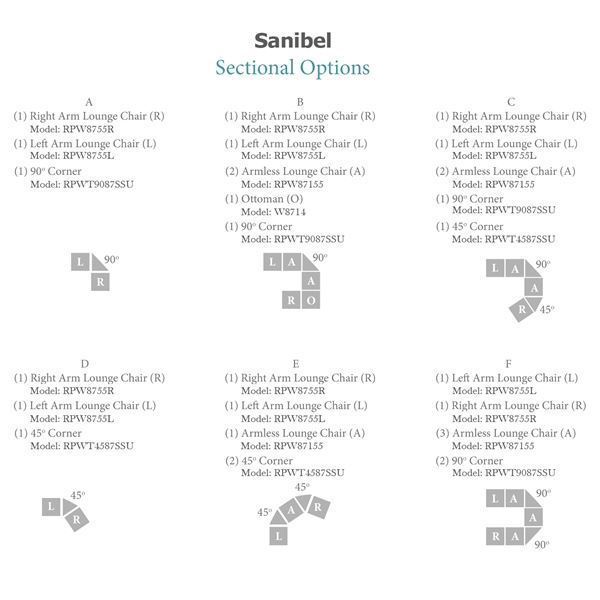 Sanibel Sectional 45 Degree Table With Umbrella Hole, Marine Grade ...