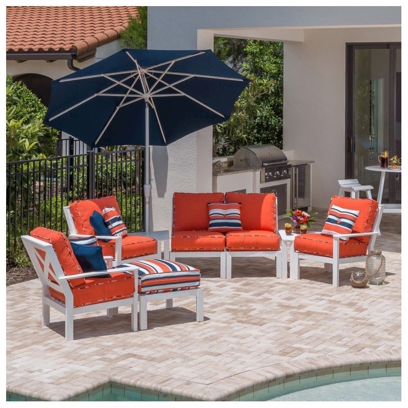Sanibel Sectional 45 Degree Table With Umbrella Hole, Marine Grade ...