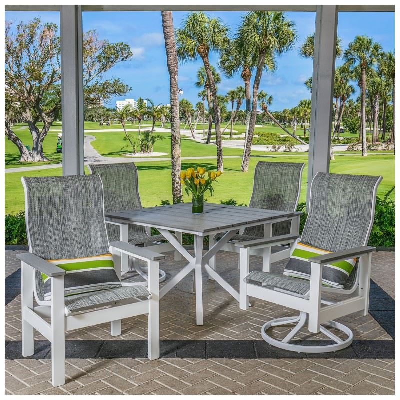 Square Marine Grade Polymer Tahoe Plank Dining Table With Aluminum ...