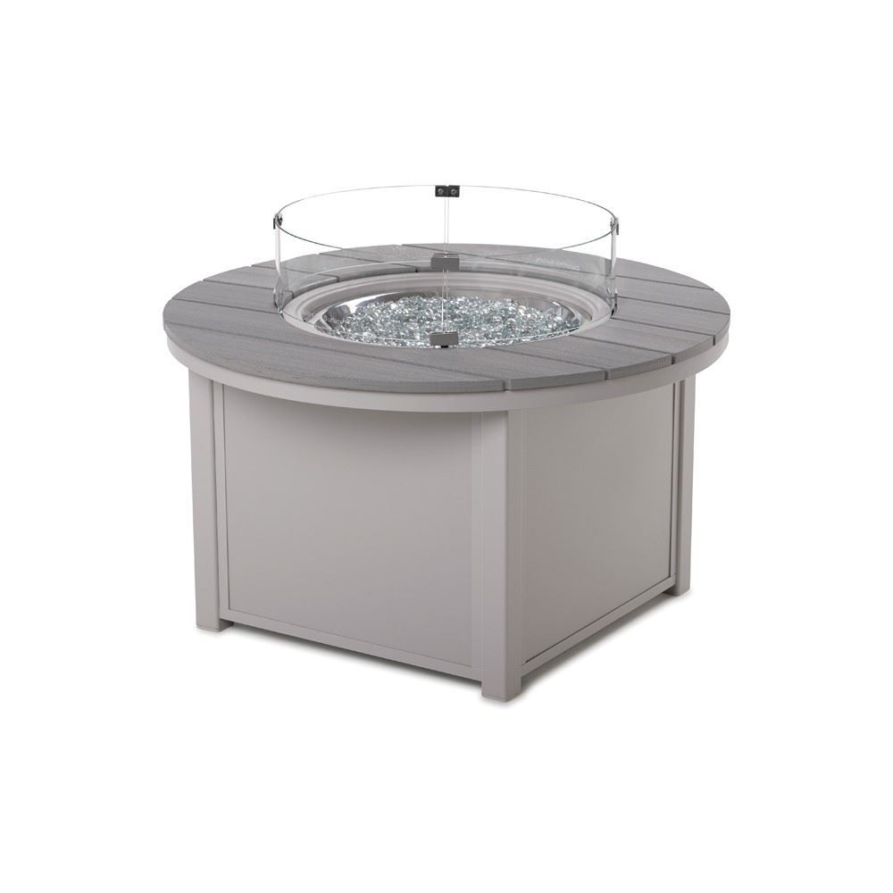 Rustic Slat 42" Round Fire Table - Pool Furniture Supply