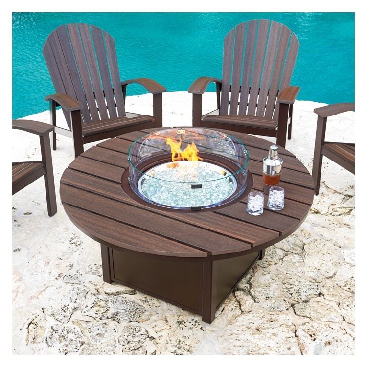 Fire Table w/ MGP Rustic Slat Top - Pool Furniture Supply