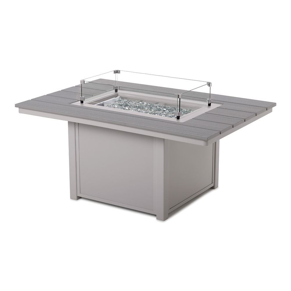 Rustic Slat Rectangular Fire Table - Pool Furniture Supply