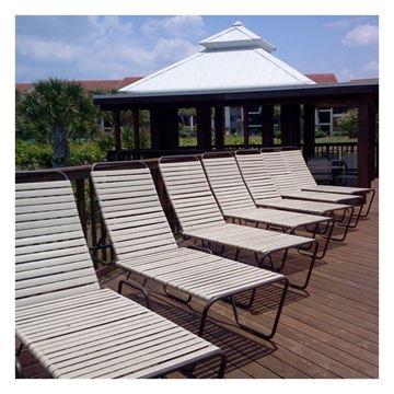 Commercial Vinyl Strap Chaise Lounges Hotel Pool Furniture Aluminum ...