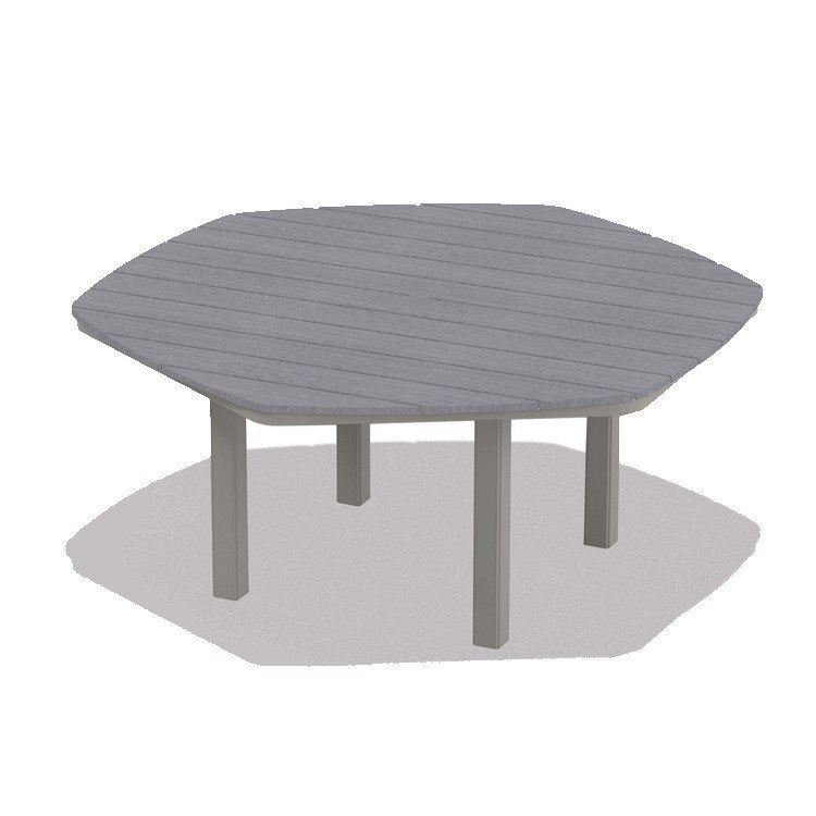 Rustic Hexagonal MGP Dining Table - Pool Furniture Supply