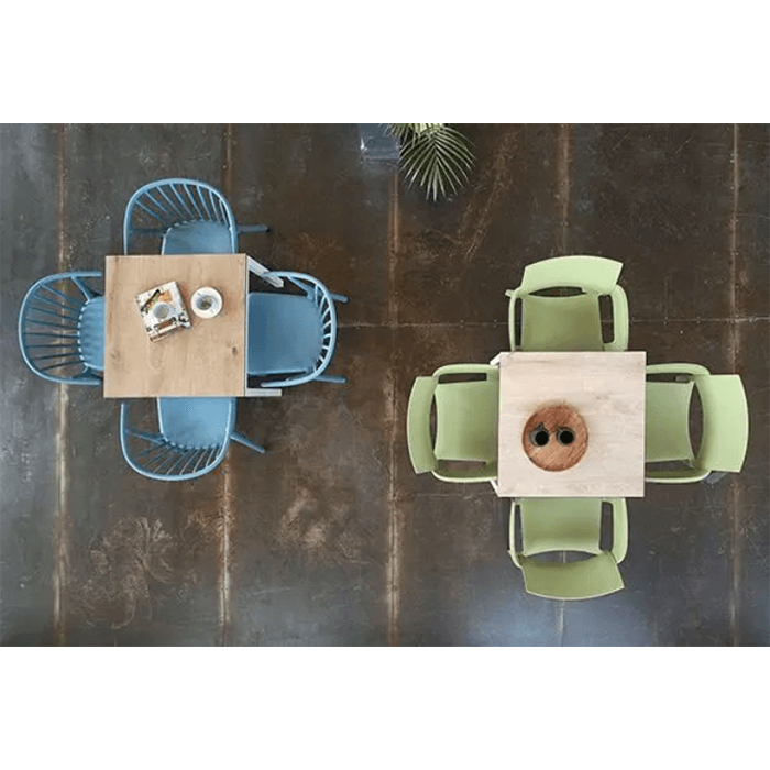 Barcino Compact 27.6” HPL Square Dining Table with Anodized Aluminum ...