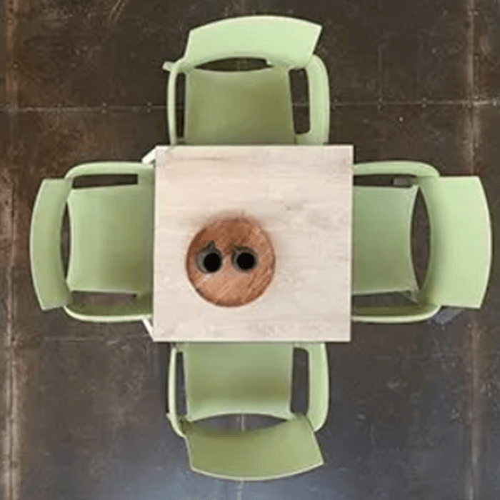 Barcino Compact 27.6” HPL Square Dining Table with Anodized Aluminum ...