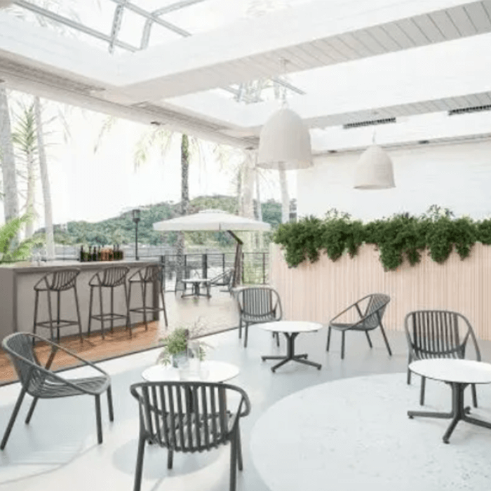 Bini 27.6” Polypropylene Round Lounge Side Table with HPL Top - Pool ...