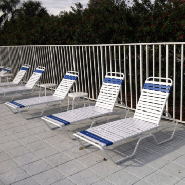 Commercial Vinyl Strap Chaise Lounges Hotel Pool Furniture Aluminum ...