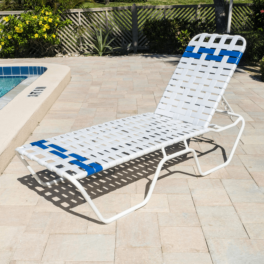 St. Maarten II Basketweave Vinyl Strap Pool Lounge Chair - 14” Seat ...