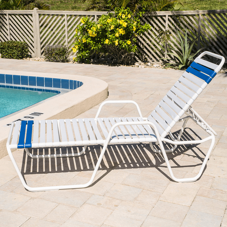 St. Maarten II Vinyl Strap Pool Lounge Chair with Arms - 14” Seat ...