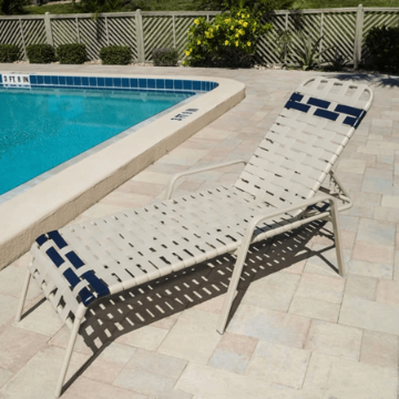 Commercial Vinyl Strap Chaise Lounges Hotel Pool Furniture Aluminum ...