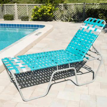 Commercial Vinyl Strap Chaise Lounges Hotel Pool Furniture Aluminum ...