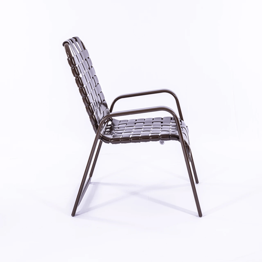 Waterfront Basketweave Vinyl Strap Patio Dining Chair - Pool Furniture ...