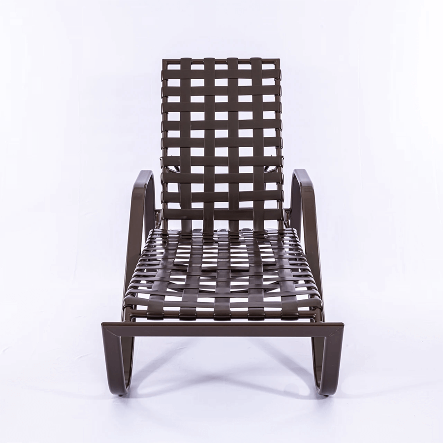 Waterfront Basketweave Vinyl Strap Pool Lounge Chair with Arms - 14 ...