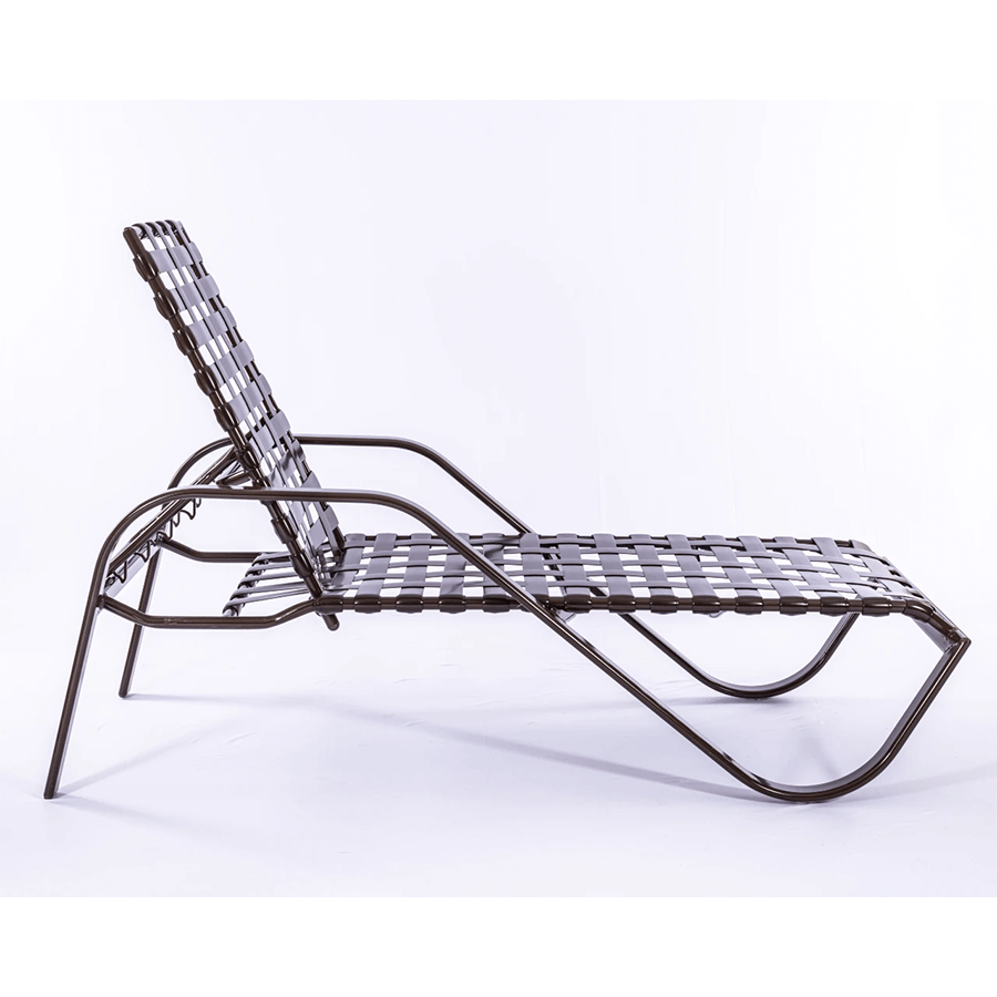 Waterfront Basketweave Vinyl Strap Pool Lounge Chair with Arms - 14 ...