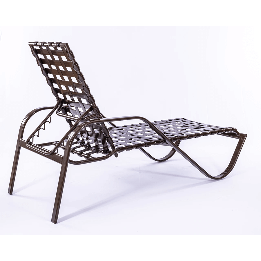 Waterfront Basketweave Vinyl Strap Pool Lounge Chair with Arms - 14 ...