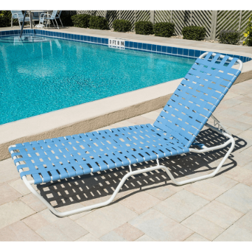 Commercial Vinyl Strap Chaise Lounges Hotel Pool Furniture Aluminum ...