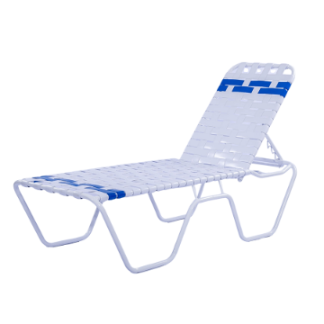 Commercial Vinyl Strap Chaise Lounges Hotel Pool Furniture Aluminum ...